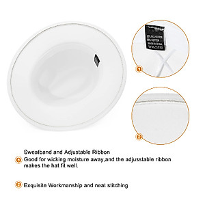 GEMVIE Mens Womens Wool Fedora Panama Hats Wide Flat Brim Trilby Felt Hat Party Gentleman Hat White L=US 7 1/2