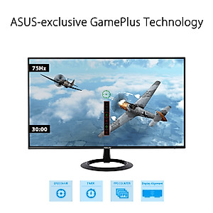 ASUS 27” 1080P Monitor (VZ27EHE) - Full HD, IPS, 75Hz, 1ms, Adaptive-Sync/FreeSync, Low Blue Light, Flicker Free, Ultra-Slim, VESA Mountable, Frameless, HDMI, VGA (Renewed)