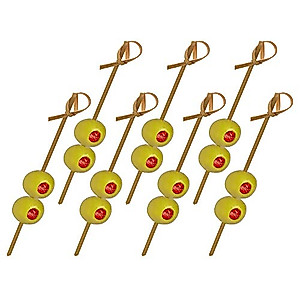 Cabot & Carlyle Bamboo Cocktail Picks 300 Pack 4.1 inch With Looped Knot Fancy Bamboo Toothpicks for Appetizers Cocktail Toothpicks Natural Bamboo Picks Bamboo Skewers 4 inch Long Toothpicks