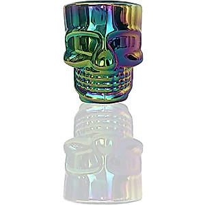 Circleware Skull Face Heavy Base Whiskey Shot Glasses, Set of 6, Party Home Entertainment Dining Beverage Drinking Glassware for Brandy, Liquor, Bar Decor, Jello Cups, 1.7 oz, Fun Shooters