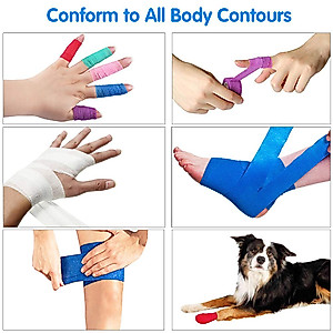 LotFancy Self Adhesive Bandage Wrap, 30 Pack 1 inch x 5 Yards Self Adherent Wrap, First Aid Athletic Tape, Cohesive Bandage, Sports Tape, Medical Supplies for Finger, Ankle, Wrist Sprains &Swelling