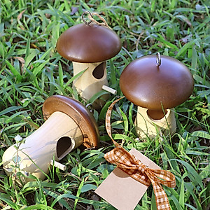 Hummingbird House,2023 New Mushroom Wooden Hummingbird Houses for Outside for Nesting, Gardening Gifts,Home Garden Decoration,3 Pack
