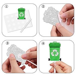 18pcs Green Glitter Dessert Cupcake Topper Garbage Truck Trash Cans Truck Waste Management Recycling Theme Decorations Boy Girl Happy Birthday Party Decor Supplies