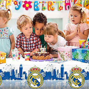 deenor 2Pack Rea Madrid Tablecloth Disposable Tablecover Birthday Party Supplies and Decorations for Kid Boy Baby Shower Rectangle Tables 70"X42"