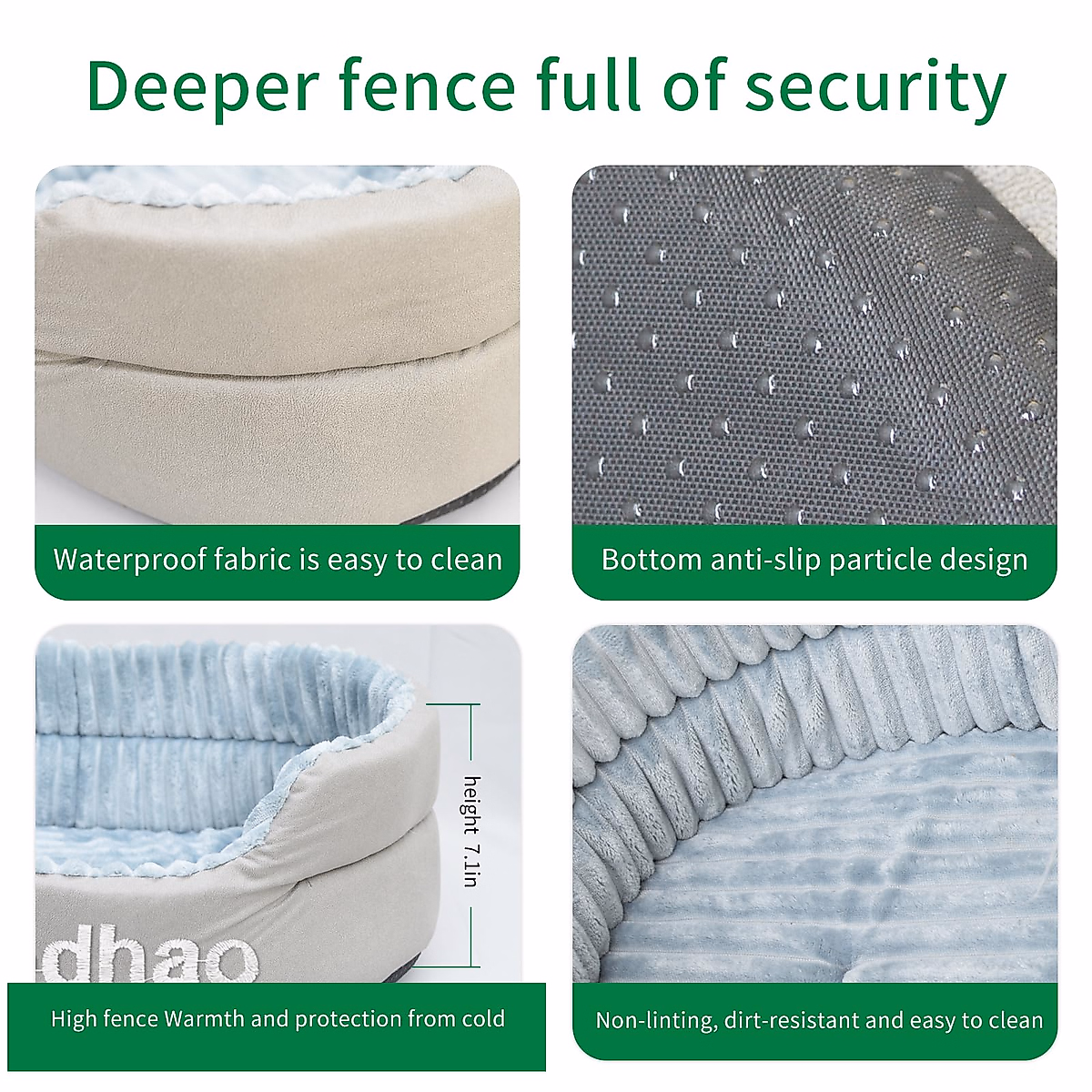 Maedhao Cat Bed,Cat Beds for Indoor Cats,Cat Bed with Washable,Waterproof Bottom,Foldable Cat Hidewawy,Grey Fluffy Cat Calming Cushion Beds