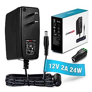 Chanzon 12V 2A Power Supply Class2 24W LED Strip CCTV Camera AC DC Switching Adapter (Input 100-240V, Output 12 Volt 2 Amp) Wall Wart Transformer Charger for DC12V (6Ft Cord, 24 Watt Max)