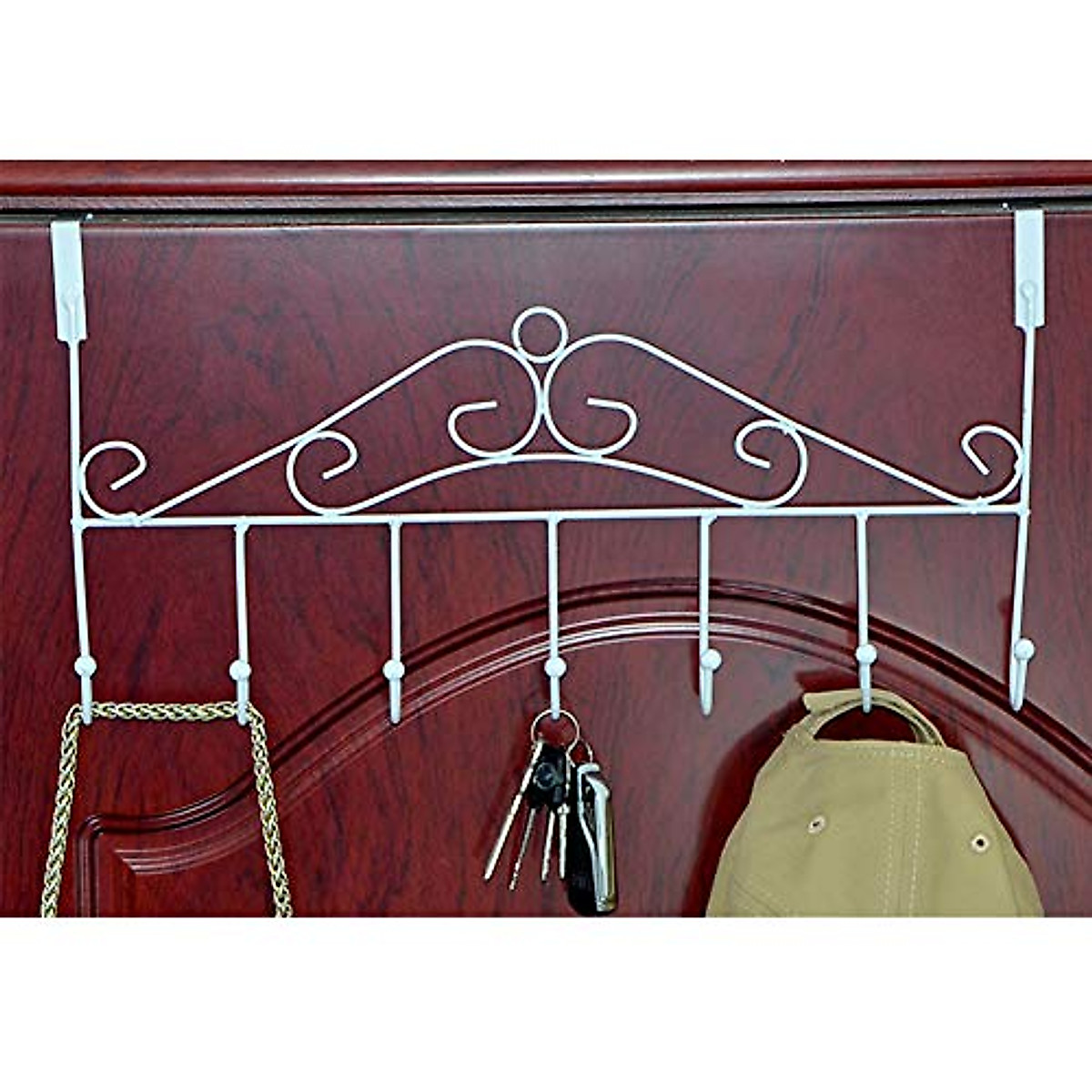 ZYHOOOE Over Door Hanger Organizer,7 Hooks Metal Storage Rack for Home Use Hats Coats Key Bag Clothes Scarfs