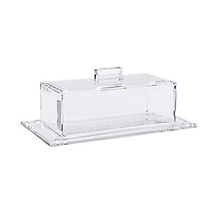 Huang Acrylic Classic Butter Dish With Lid | 2-Piece Design Butter Keeper | Covers and Holds a Standard Stick of Butter