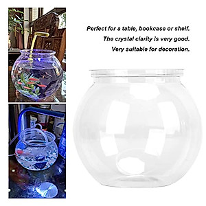 Mini Fish Tank,Classic Drum Style Fish Bowl Transparent Plastic Round Bowl Aquarium 360° View of Aquarium Centerpiece or Terrarium(L)