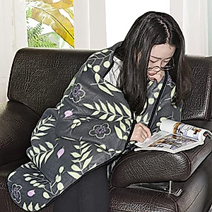 forestfish Fleece Throw Blanket Cozy Soft Portable Travel Blanket Compact for Long Car Airplane Train Rides 60" x 40", Flower