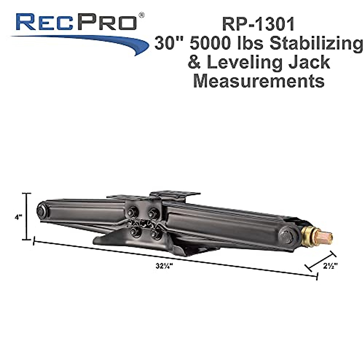 RecPro RV 5000 LB 30" RV Scissor Jacks | Stabilizer Extender Leveling | Handle Included | Camper Trailer (2 Pack)