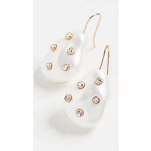 Kenneth Jay Lane Women's Gold With White Pearl Earrings, Gold, One Size