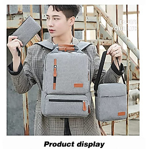 Multifunction Large Capacity School Bag Bookbag 3 pc Backpack Sets Business Laptop Backpack (Black)