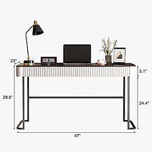Lartis Home Office Desk, Make Up Vanity Desk, Computer Desk, Writing Desk, Intelligent Socket with USB Port compartmentalized Storage