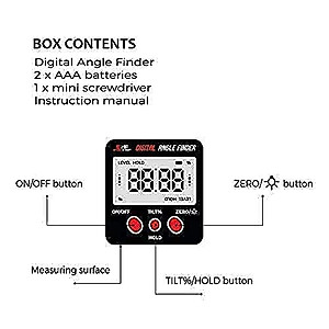 Digital Angle Finder Tool 7 Inch / 180 mm with Pouch/Digital Angle Finder Gauge with Magnetic Base and Backlight Bundle for Woodworking Measurement, Angle Measuring Tool by S&F STEAD & FAST