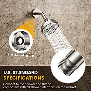 YASFEL 6 Inch Shower Arm Modern Wall Mounted Shower Extension Arm Pipe with Flange and Teflon Tape for Shower Head & Handheld Shower Head(SUS 304, Brushed Nickel,NPT)