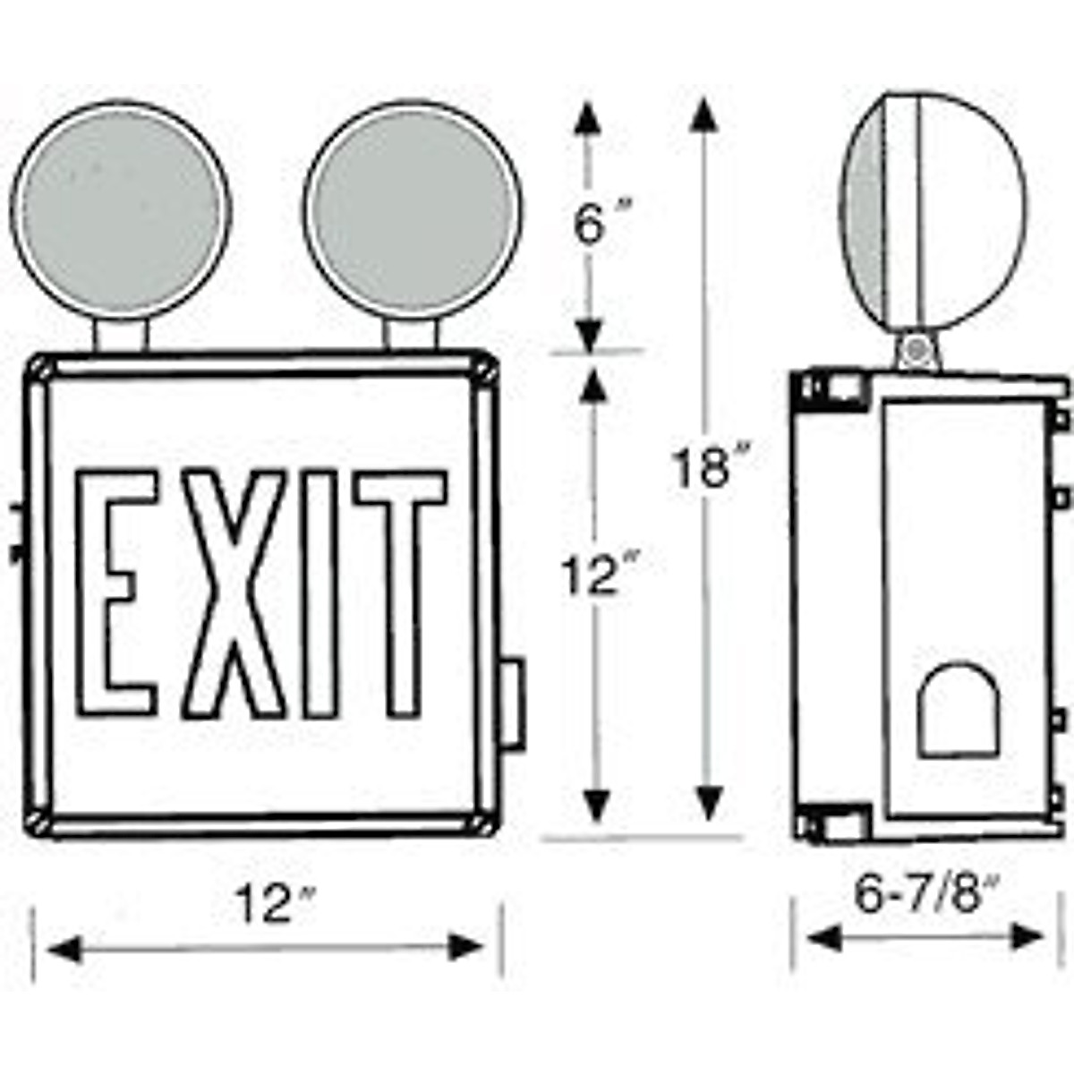 Outdoor Exit Sign Emergency Light Combo with Green Letters