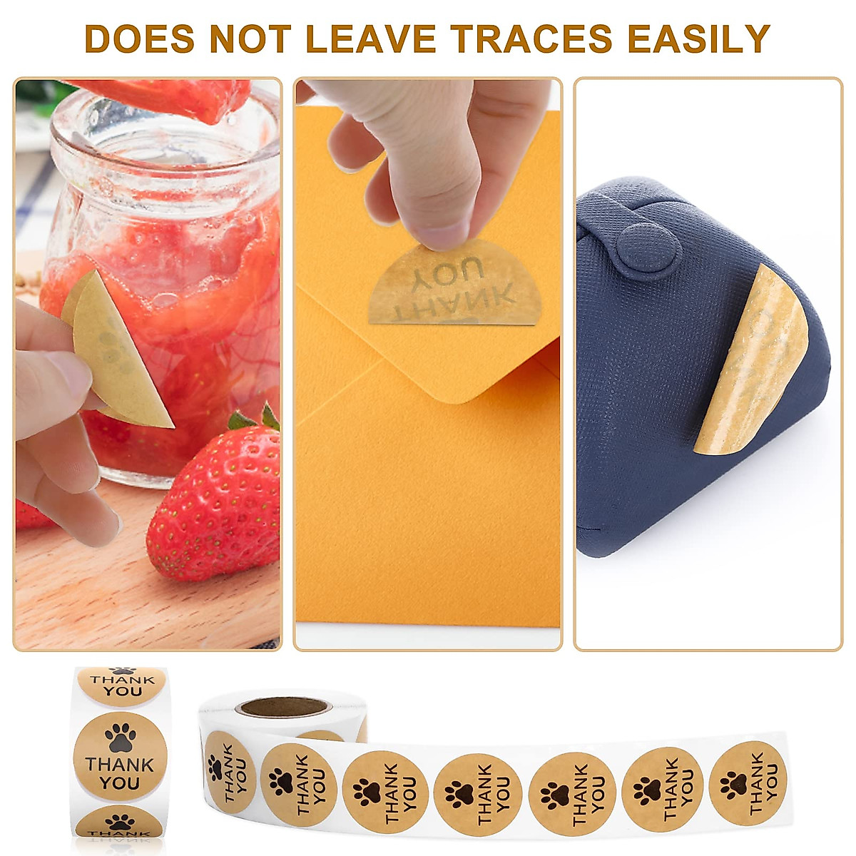 ASTER 500 Pieces Dog Paw Print Thank You Stickers, 1.5 Inch Kraft Thank You Labels Stickers for Baking, Envelope Seals, Small Business, Greeting Cards, Present for Sealing and Decoration