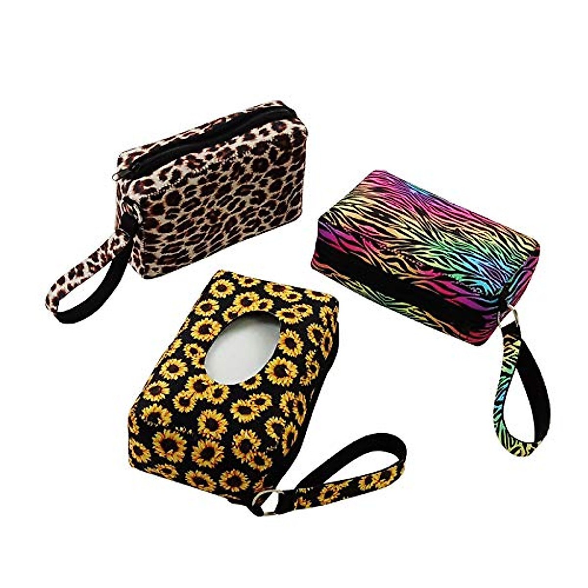 Sunflower Neoprene Wet Tissue Dispenser Case Infant Reusable Stroller Pram Wet Wipes Storage Box Convenient Tissue Case Paper Towel Holder for Travel