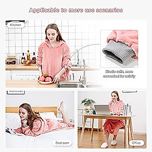 Homde Wearable Blanket, Oversized Blanket Hoodie, Gifts for Women and Men, Super Big Size Fits All, Cozy Sweatshirt Blanket with Sleeves and Pocket, Double-Sided Wearable, Two-Color (Pink & Grey)