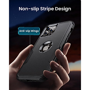 Scutum Design for iphone 13 Pro Max Case,[10 FT Military Grade Drop Protection] with [Screen Protector], 3 in 1 Non-Slip Heavy Duty Shockproof Phone Case,6.7 Inch,Black