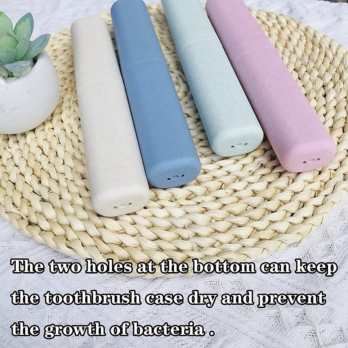 ssupfree 4 Packs Toothbrush Covers, Travel Toothbrush Holder Plastic Breathable Toothbrush Travel Containers for Travel School Business Camping Toothbrush Case, Blue,Green,Beige,Pink