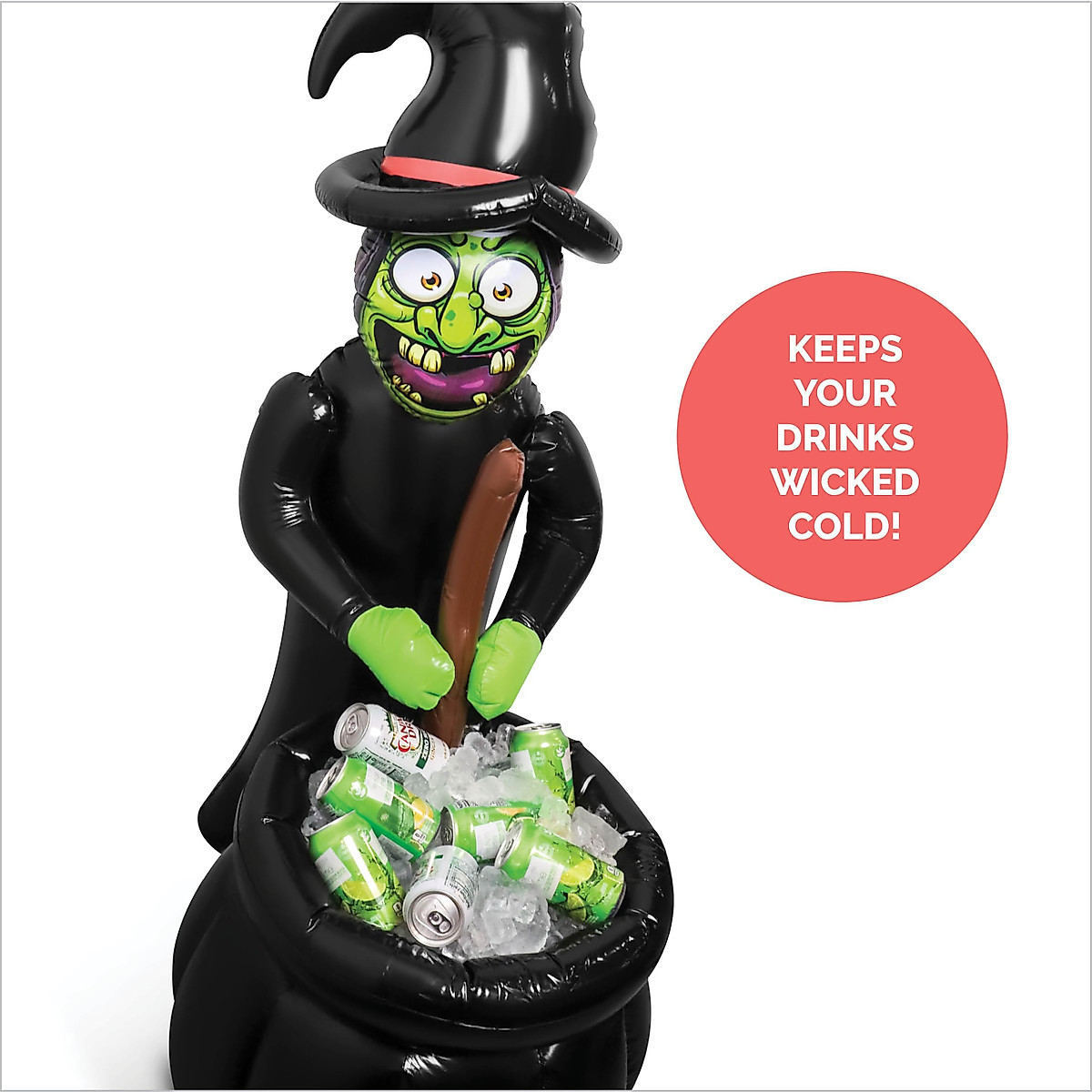 48" Inch Inflatable Witches Cauldron Candy Holder Bowl - Up to 72 Drink Beverage Cooler and Ice Chest Party - Inflables De Halloween Enfriador Candy Caldron