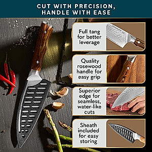 Home Hero Japanese Deba Knife Collection - VG10 Damascus Steel Triple Rivet Ultra Sharp 67 Layers Kitchen Knife with Ergonomic Rosewood Handle - Unique Gift for Men & Women (6 Inch Deba Knife)