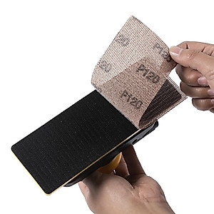 UPWOOD 2-3/4" x 8" Dust-free Air Orbital Sander, 70 mm x 198 mm 1/8 in Orbit, 10,000 Max OPM Dust Bag Style Central Vacuum with Extra Hook-Loop Pad and 15pcs (80/120/180/320/400) mesh sandpapers