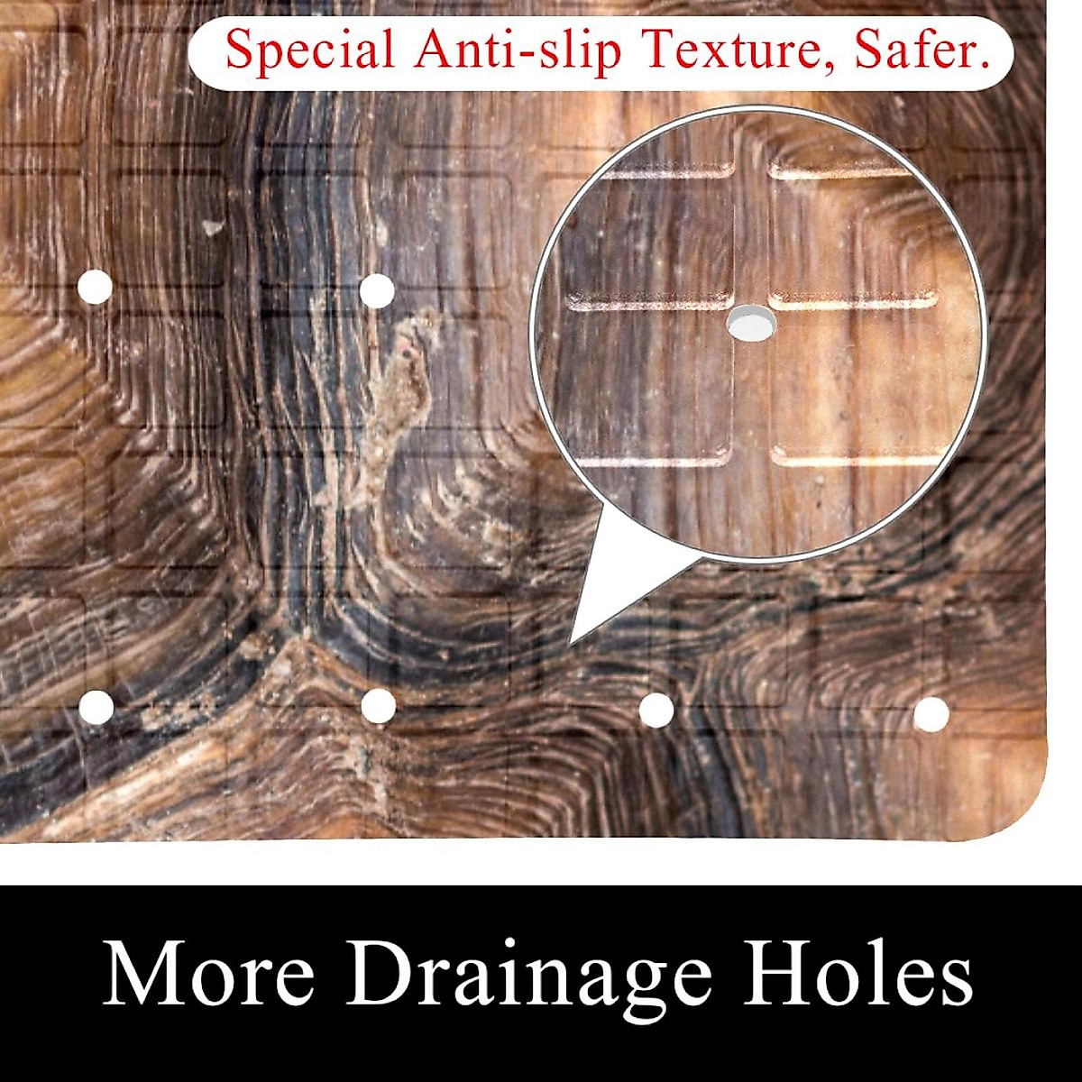 Non Slip Bathtub Mats with Suction Cups, Bath Tub Shower Mat for Bathroom, Machine Washable Bathroom Mats with Drain Holes(Texture of Turtle Carapace)