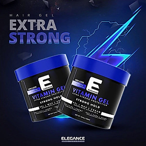 Elegance Vitamin Gel, 16.9 Oz, Infused with Vitamin Pro-VB-5, Strong Hold Gel, Maximum Hair Protection and Natural Long Lasting Shine