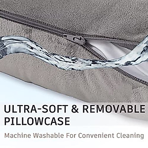 DOWNCOOL Pregnancy Pillow, U Shaped Body Pillow for Pregnancy, 55 Inch Grey Maternity Support with Removable Cover for Sleeping,Support for Back, Hips, Legs, Belly