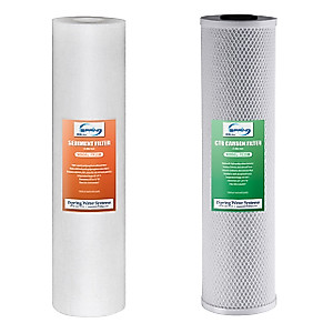 iSpring F2WGB22B 4.5” x 20” 2-Stage Whole House Water Filter Replacement Pack Set with Sediment and Carbon Block Cartridges, Fits WGB22B, white