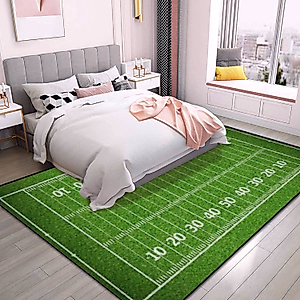 PeeNoke American Football Field Area Rug Outdoor Patio Rug Play Mat Floor Mat Modern Carpet Non-Slip Home Decor Living Room Bedroom Nursery, 6x9 ft