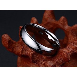 Mealguet Jewelry Free Engraving-Personalized His Hers Domed Plain Simple Tungsten Carbide Wedding Promise Engagement Ring Bands,6mm