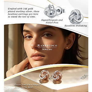 Gold Plated Sterling Silver Studs Love Knot Earrings For Women | Hypoallergenic & Nickle Free Jewelry for Sensitive Ears (10, white-gold-plated-silver)