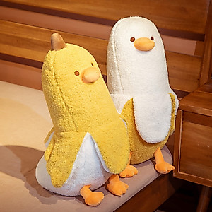 hitoshe Banana Duck Plush Toy, Banana Duck Stuffed Animals Doll Cute Plushie Hugging Plush Pillow Gift for Girls and Boys (White, 19.68 inch)