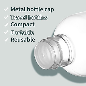Tekson Travel Bottles 3.4 oz, Travel Size Containers for Shampoo, Empty Travel Mouthwash Bottles with Silvery Screw Cap (100ml, Clear)