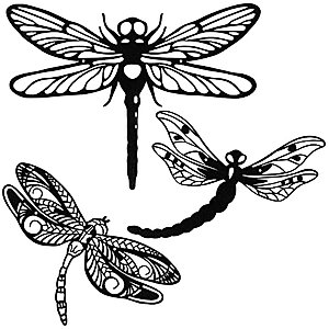 Moxweyeni 3 Pieces Metal Dragonfly Wall Decor Outdoor Dragonfly Garden Art Metal Indoor Outdoor Fence Outside Hanging Decorations for Home, Living Room, Bedroom, Yard, Patio, Porch