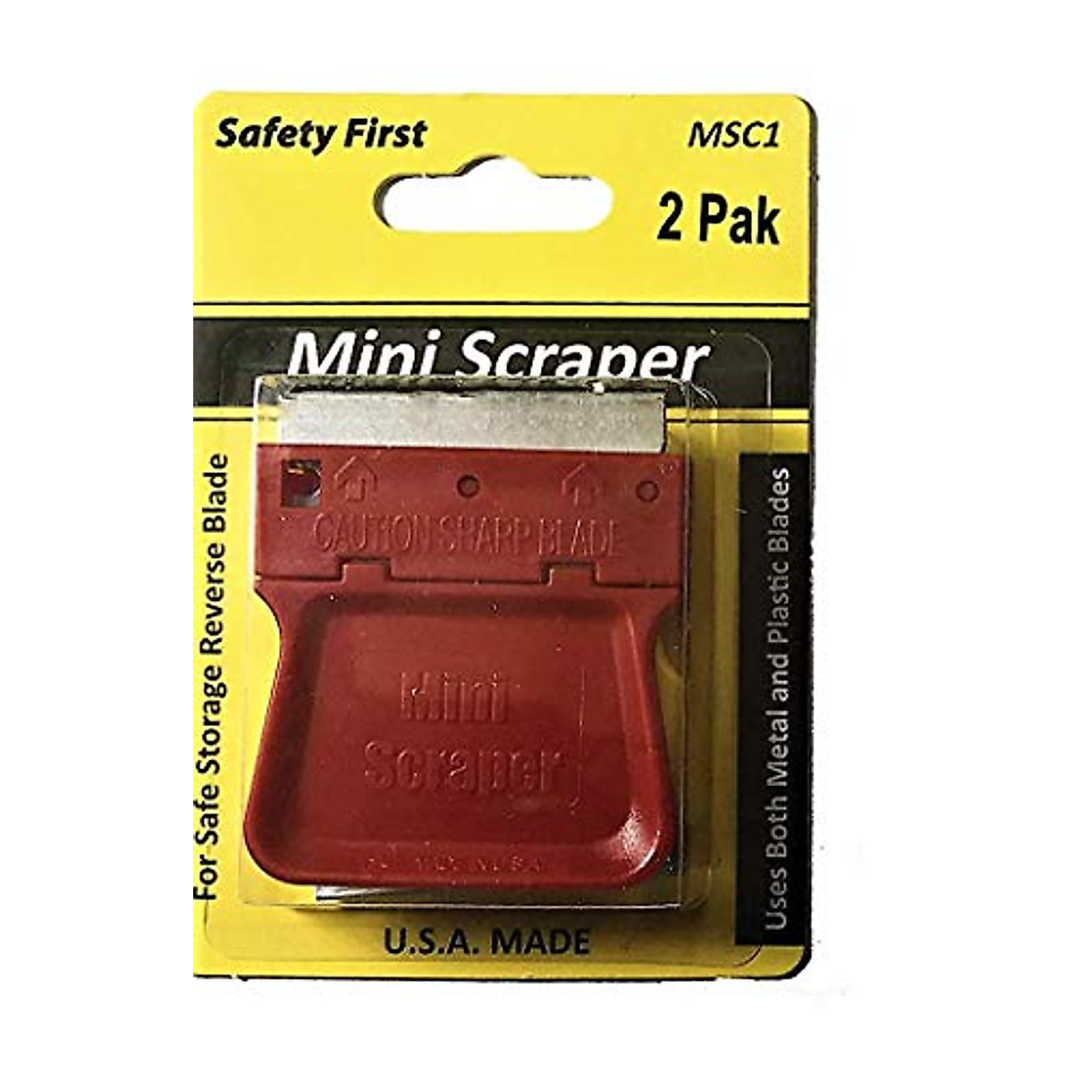 MINISCRAPER® 2 Mini Razor Blade Scrapers with 5 Metal Blade Pack USA Made