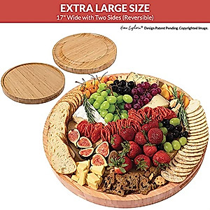 Large Charcuterie Board - 17 in, Round Charcuterie Boards Extra Large, Large Cheese Board, Round Cheese Board Set, Charcuterie Tray, Cheese Tray, Wood Charcuterie Boards, Wood Cheese Board Large