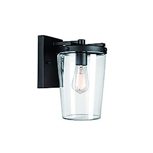 Globe Electric 44632 1-Light Outdoor Wall Sconce, Dark Bronze, Clear Glass Shade