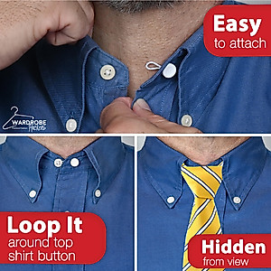 Wardrobe Hackers Collar Extenders for Mens Shirts (Soft Elastic Design 3-Pack) Neck Relief for Tight Collars for Dress Shirts - White Button Expanders