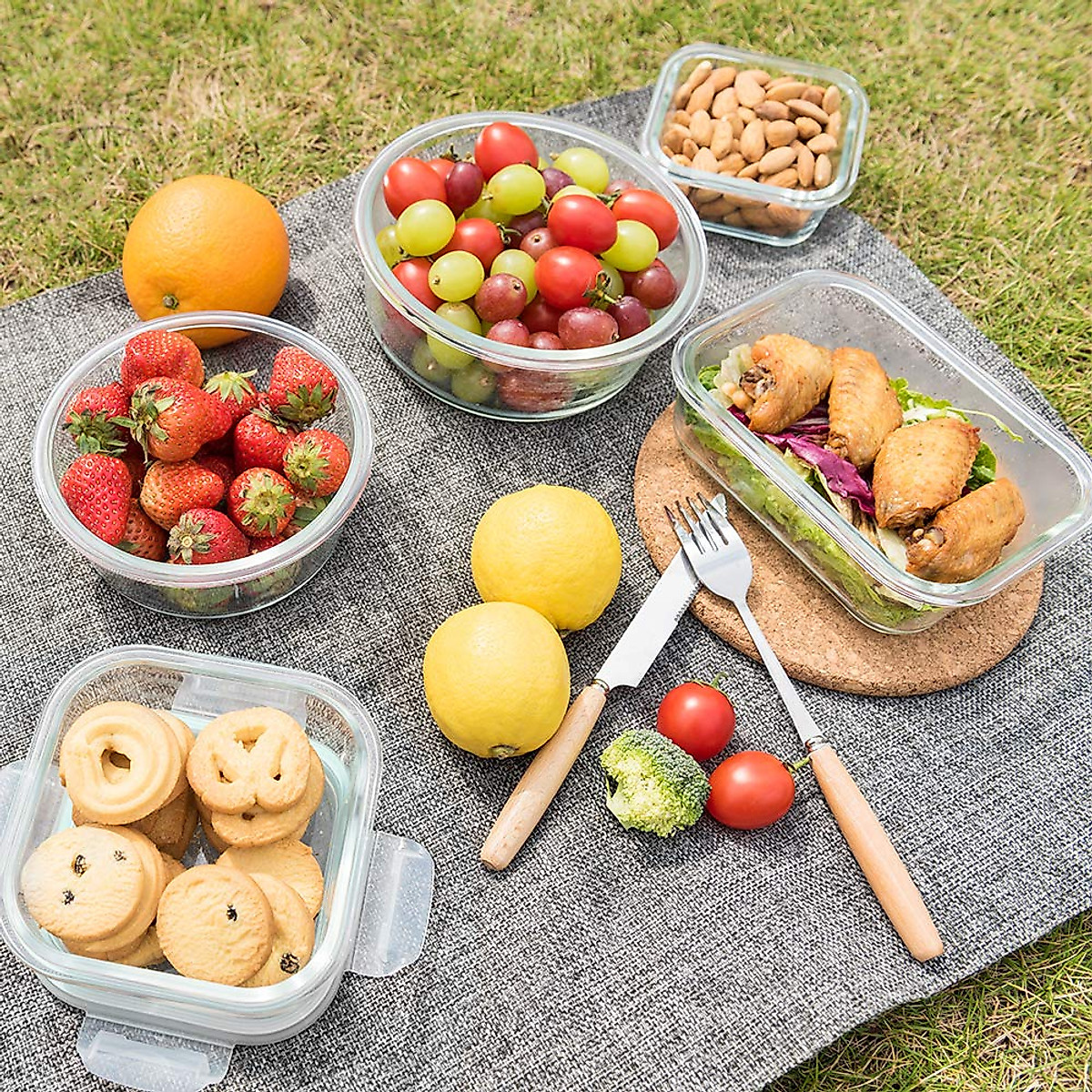 MUMUTOR Glass Food Storage Containers with Lids, [24 Piece] Glass Meal Prep Containers, Airtight Glass Bento Boxes, BPA Free & Leak Proof (12 lids & 12 Containers)