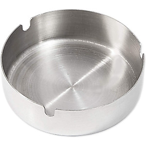 Juvale 5 Pack Stainless Steel Ashtrays for Cigarettes, Outdoor, Indoor Round Patio Ashtray, 3 Slots Each (4 x 4 x 1.2 In)