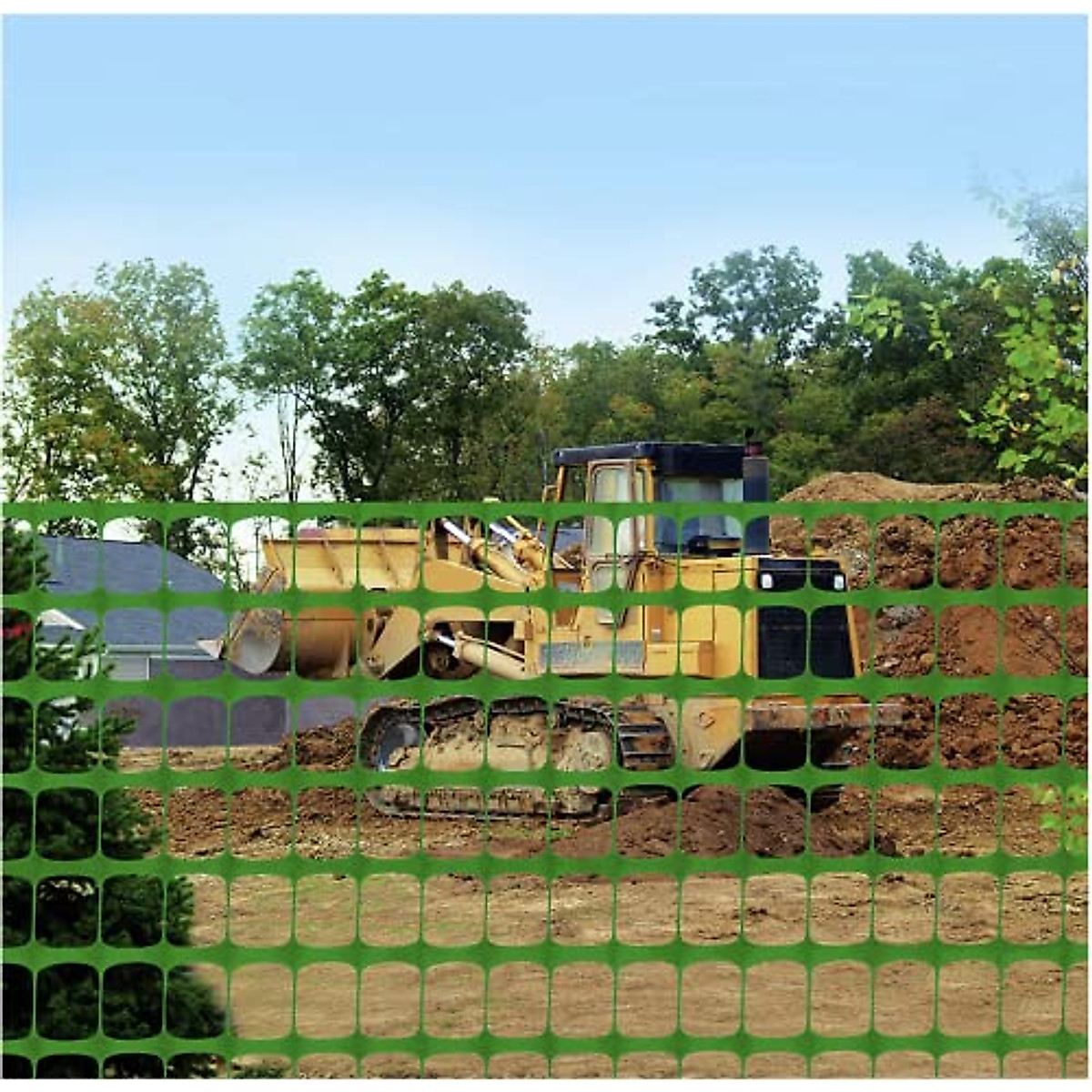 OLDMACDONALD Guardian Warning Barrier, Plastic Mesh Fence, Construction Barrier Netting, Green 4ft x 164ft (1.22m x 50m) (mesh 1.75"x1.75"), Garden Fencing, for Snow, Poultry, Chicken, Garden Netting