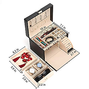 FEISCON Jewelry Organizer Makeup Cosmetic Storage Organizer Box Small Jewelry Box Travel Jewelry Case …