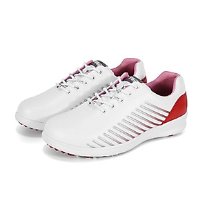 Ybberik Spikeless and Waterproof Golf Shoes for Women and Girls Red