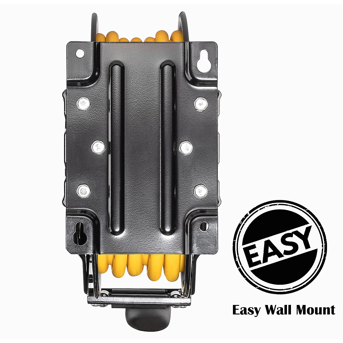 AIRZILLA Premium Steel Retractable Air Hose Reel With Dual Arm, 3/8"x50Ft Hybrid Polymer Hose, Heavy Duty Air Hose Reel included Auto Rewind Reel | Quick Air Coupler | Durable Double side Frame.