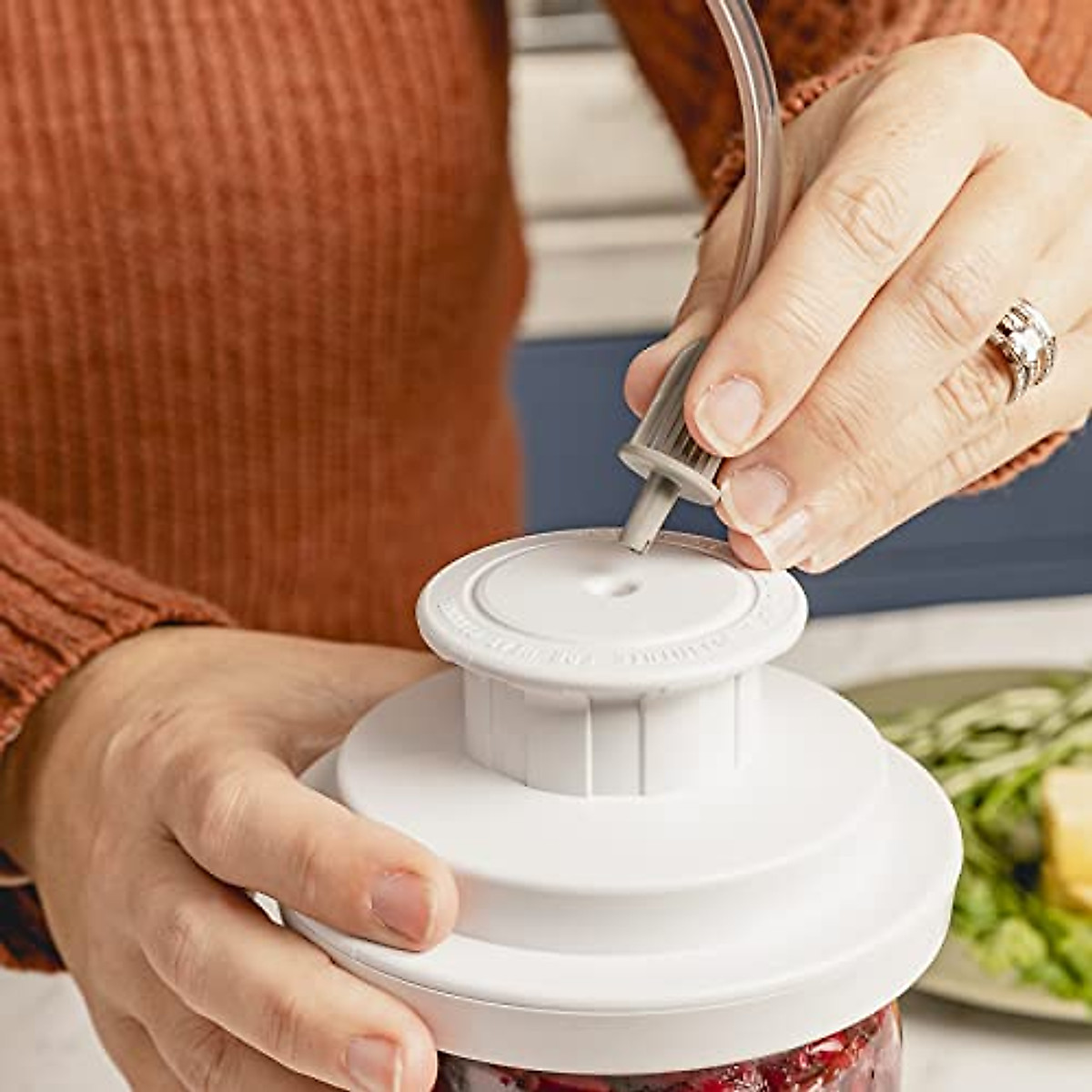 Jar Sealer Hood for Vacuum Sealing Wide-Mouth Mason Jar Food Storage 2 Pack with One Accessory Hose by Magic Vac, Keep Food Fresh BPA Free, MADE IN ITALY